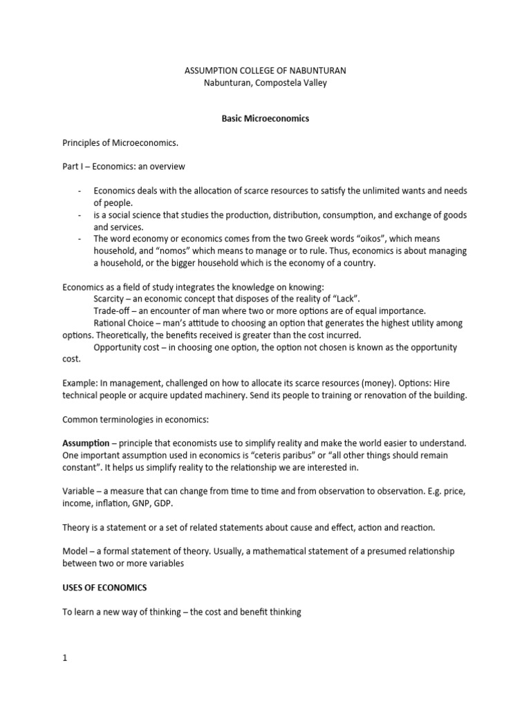 Basic Microeconomics | PDF | Demand | Supply (Economics)