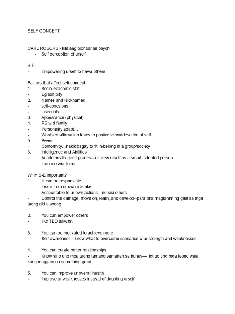 Self Concept | PDF | Self Concept | Self Awareness