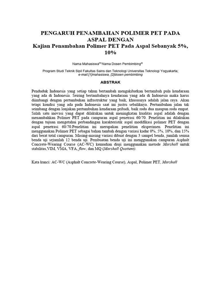Pengaruh Polimer PET pada Aspal | PDF | Seni | Sains & Matematika