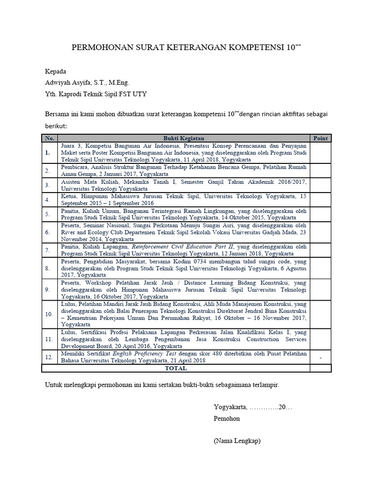 Terbaaru - G - Sample Contoh Form Pengajuan Kompetensi 10++ | PDF
