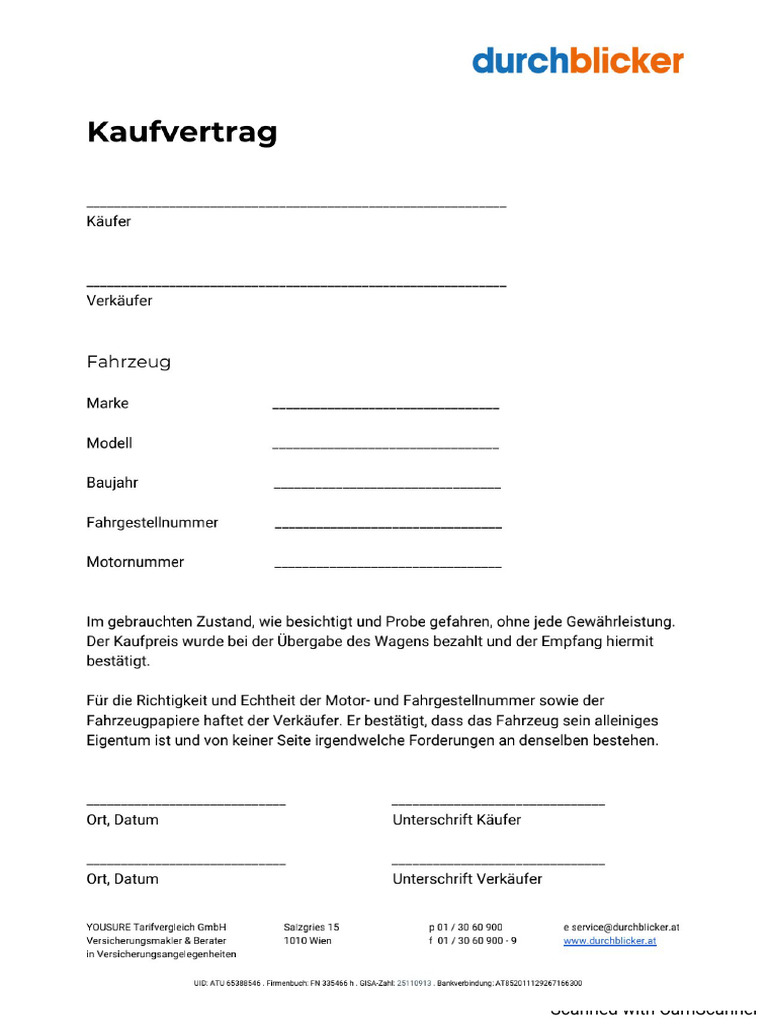 KFZ Kaufvertrag | PDF