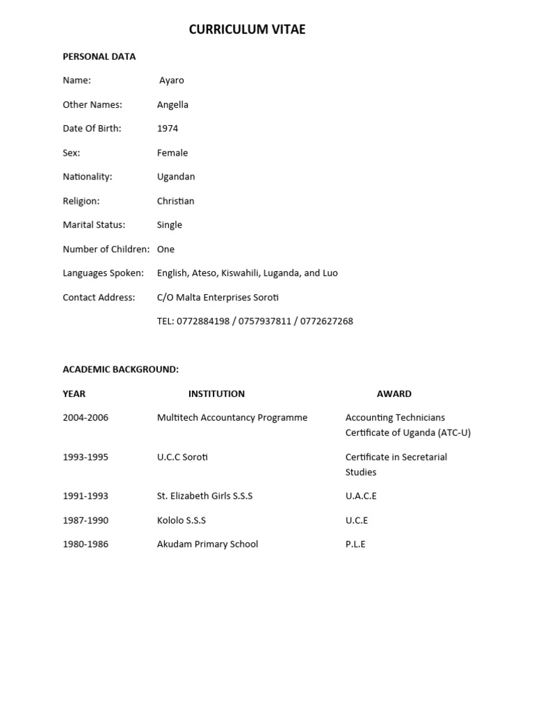 Curriculum Vitae | PDF | Uganda
