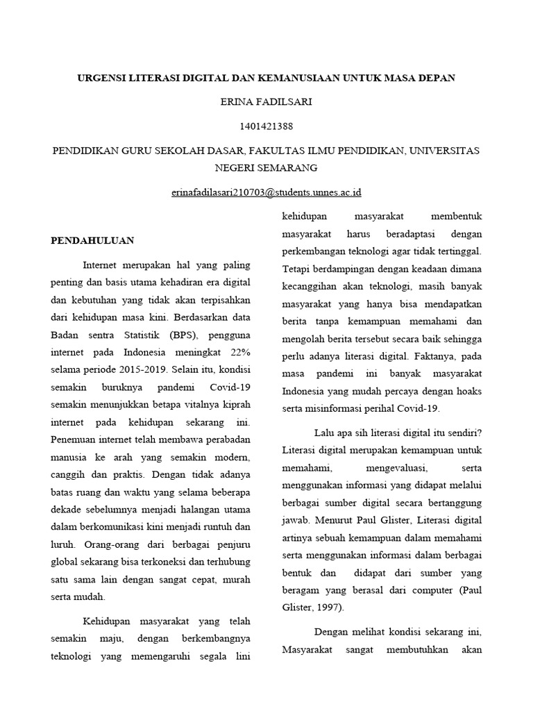 Urgensi Literasi Digital Dan Kemanusiaan Untuk Masa Depan | PDF | Ilmu ... Urgensi Literasi Digital Dan Kemanusiaan Untuk Masa Depan | PDF | Ilmu ...