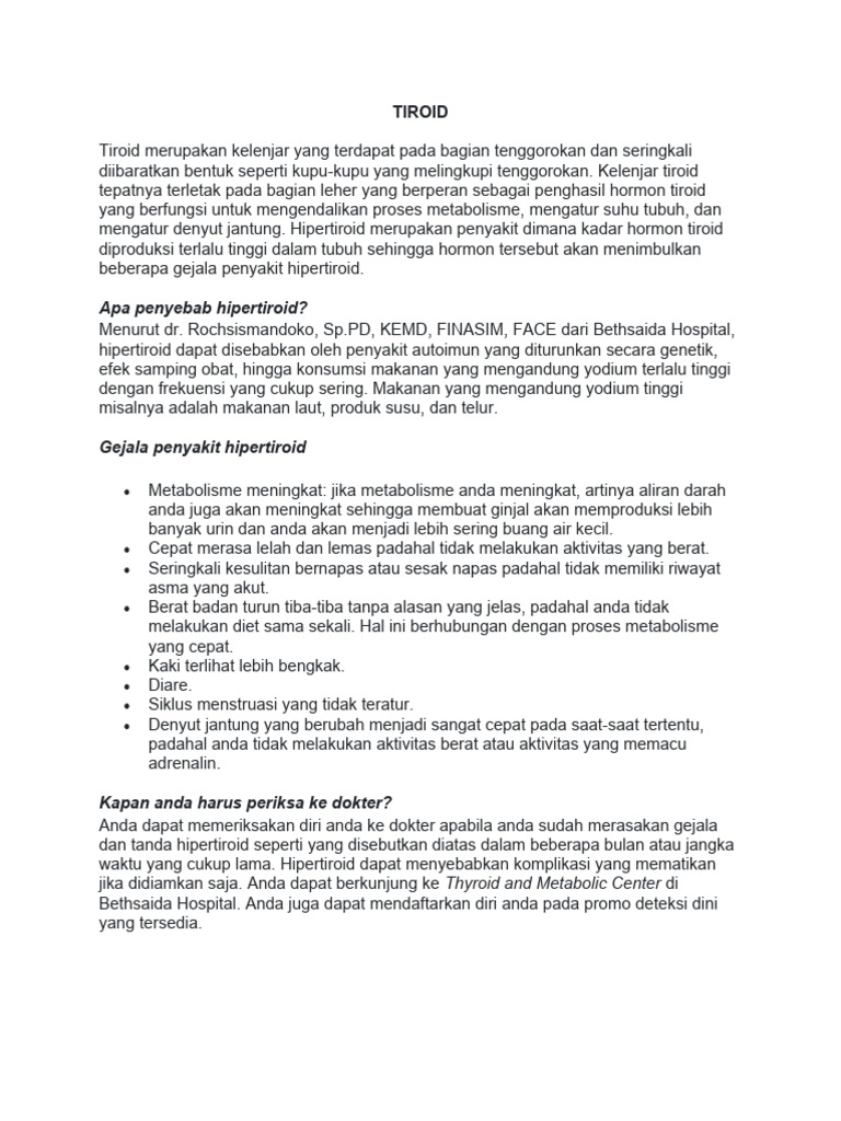 Hipertiroid Dan Hipotiroid | PDF