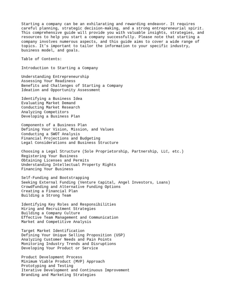 How To Start A Company Successfully | PDF | Entrepreneurship | Marketing