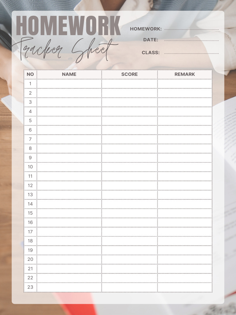 Homework Sheet Tracker | PDF