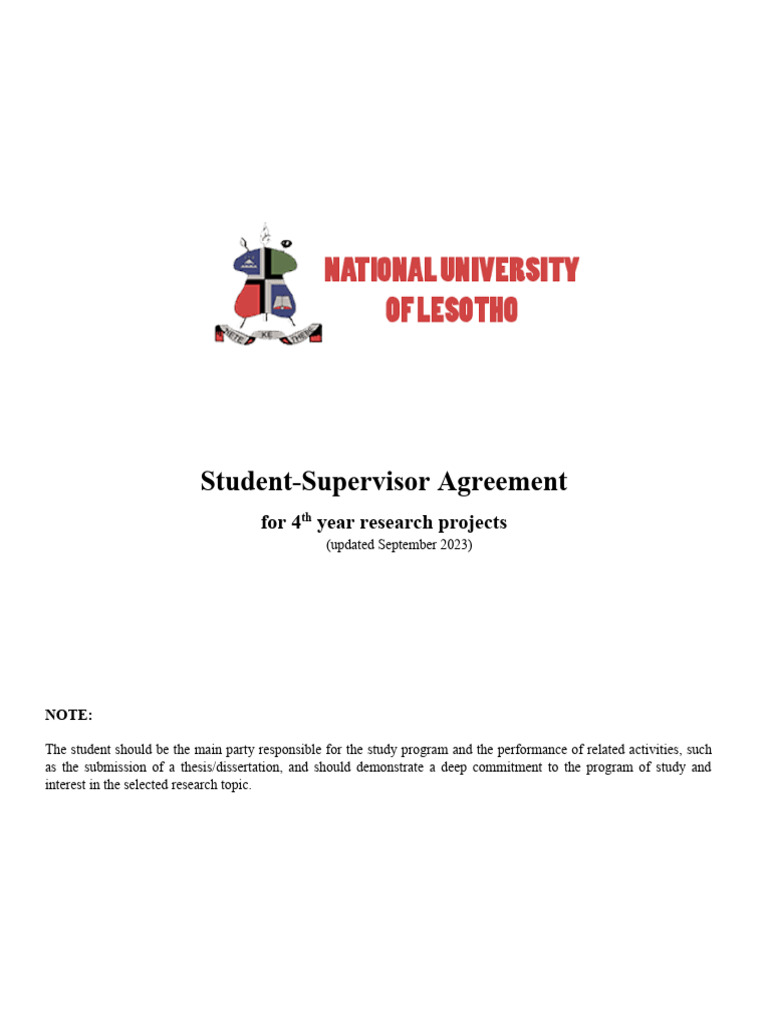 student-supervisor-agreement | PDF | Thesis | Intellectual Property