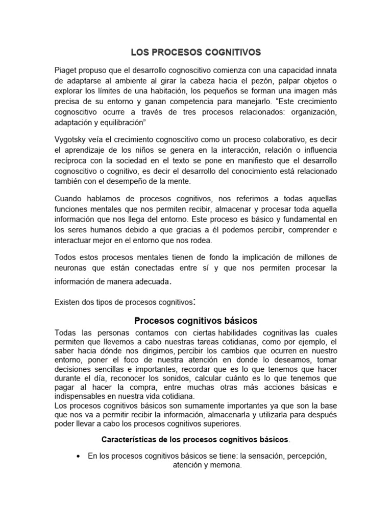 Procesos Cognitivos: Básicos y Superiores | PDF | Memoria | Percepción