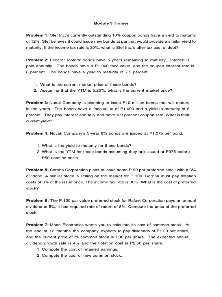 Module 3 - Risks, Returns and Capital Structure - P2 | PDF | Bonds ...