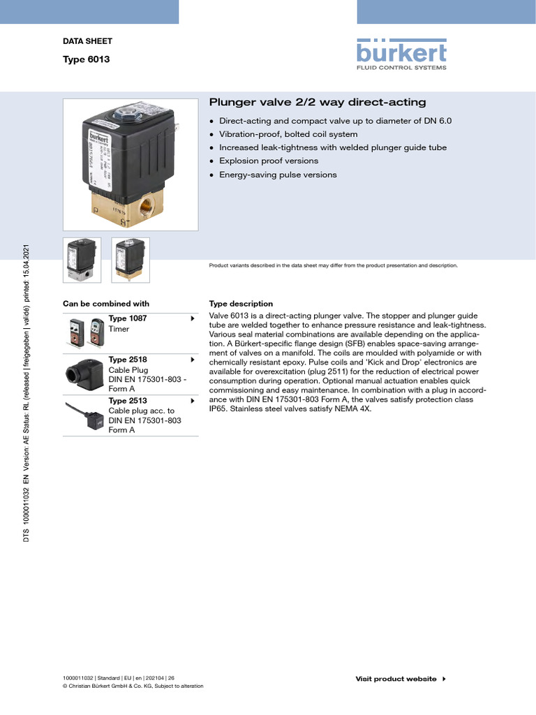 2 Way Sov Catalogue Only | PDF | Valve | Electrical Connector