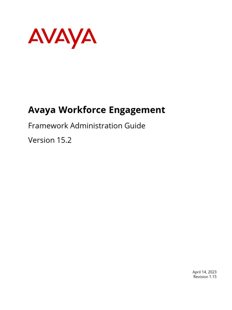 Avaya IX WEM V15 2 Framework Administration | PDF | Application ...