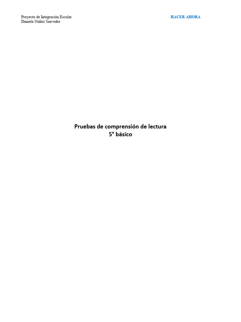 Pruebas de Comprension Lectora 5 Basico | PDF | Uva