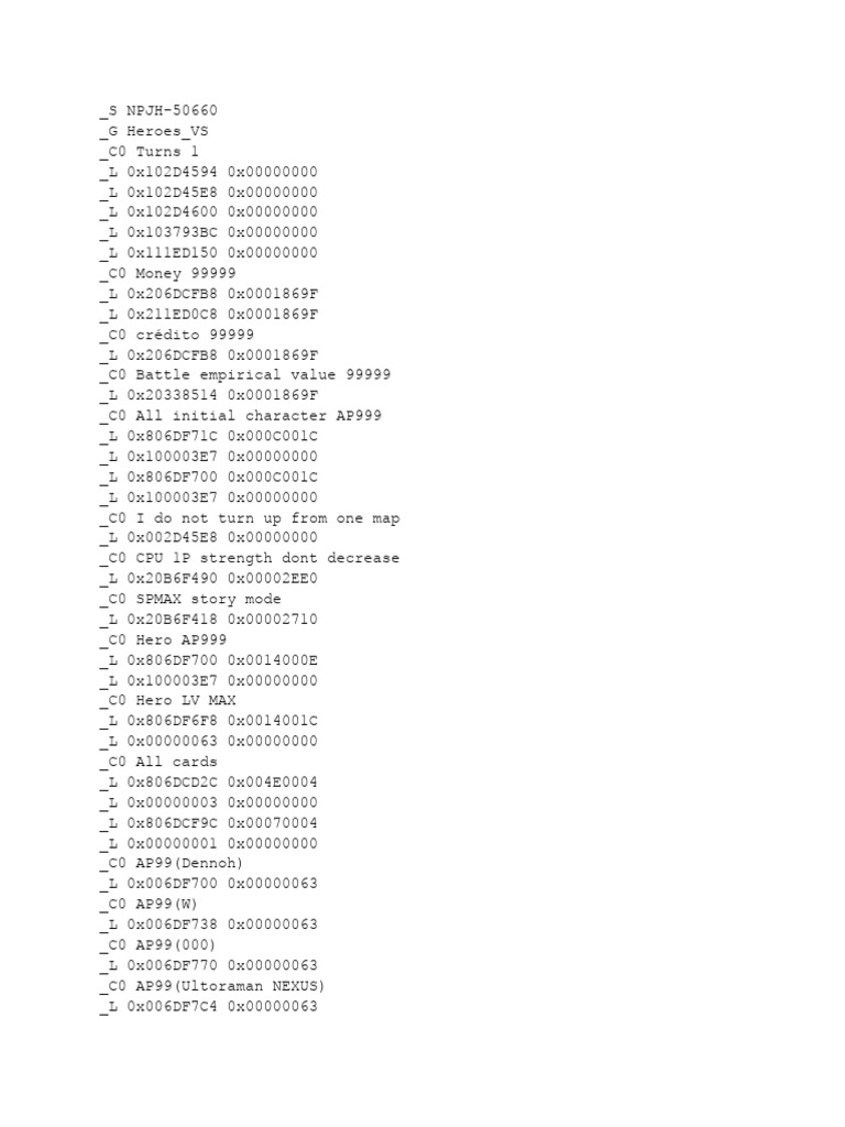 Cheat Heroes Vs | PDF | Computers