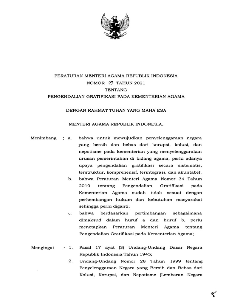2021-Permenag-Nomor-23 Tahun 2021 - (Peraturanpedia - Id) | PDF