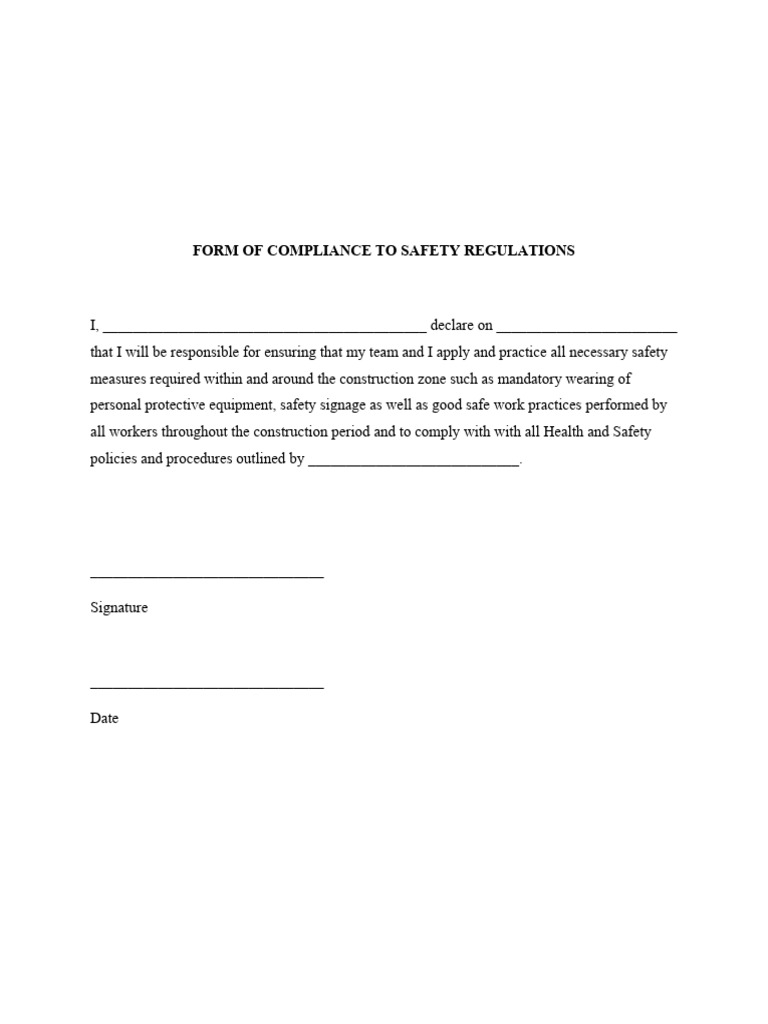 Form of Safety Compliance | PDF