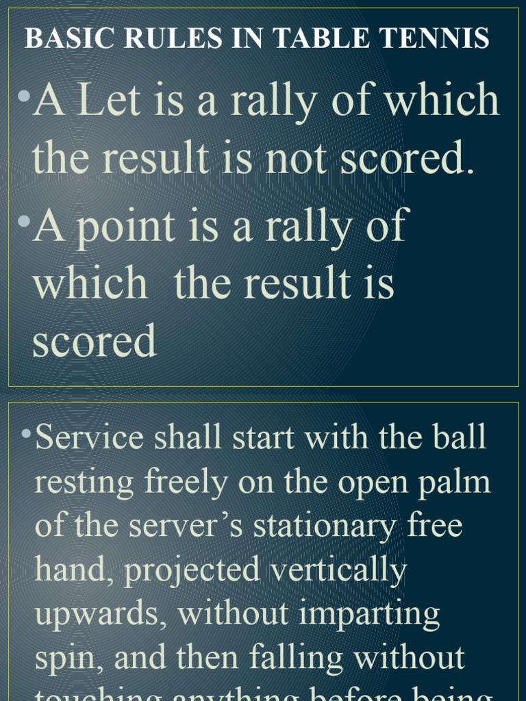 Basic Rules in Table Tennis | PDF