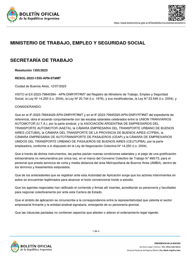 Ministerio de Trabajo, Empleo y Seguridad Social - Secretaría de Trabajo | PDF | Buenos Aires ...