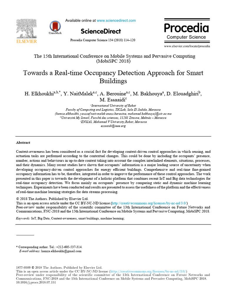 Towards A Real-Time Occupancy Detection Approach For Smart Buildings | PDF | Machine Learning ...