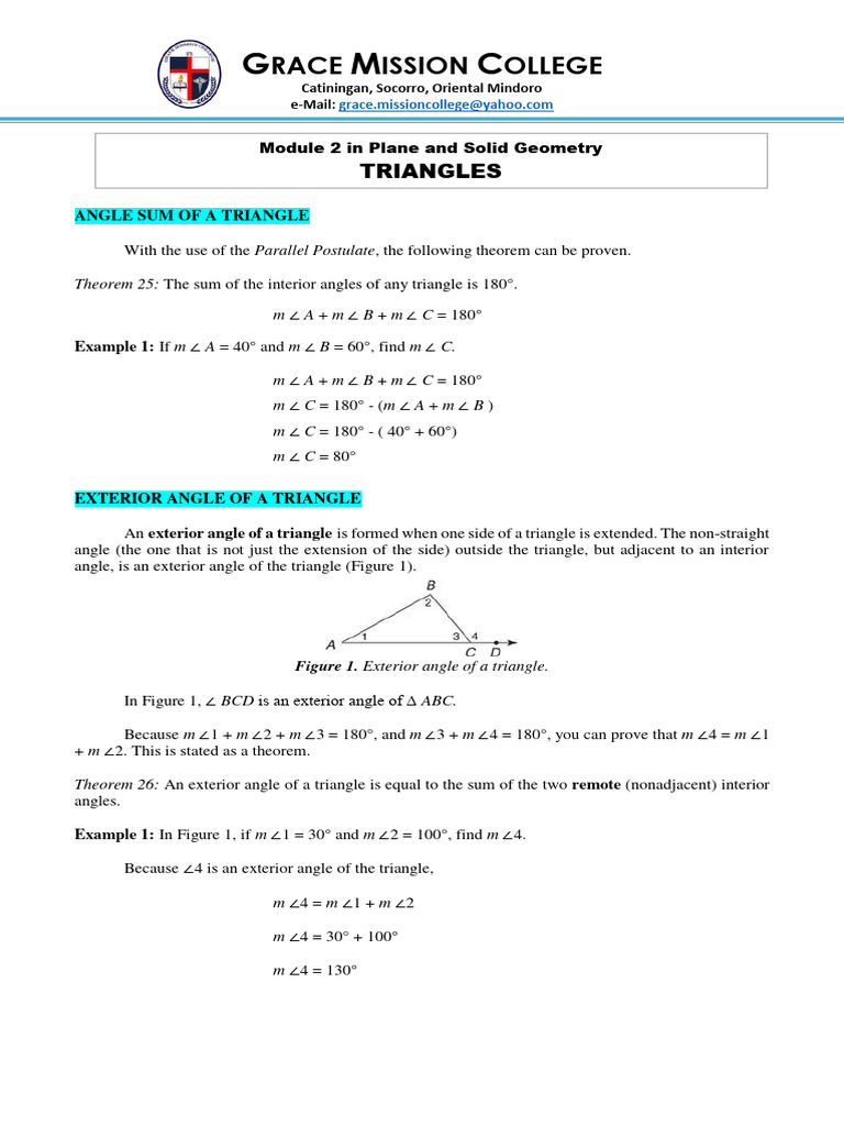 Plane and Solid Geometry Module 2 | PDF | Triangle | Geometric Shapes