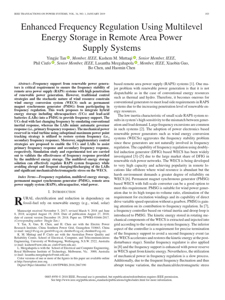 Enhanced Frequency Regulation Using Multilevel | PDF | Electric Generator | Energy Storage
