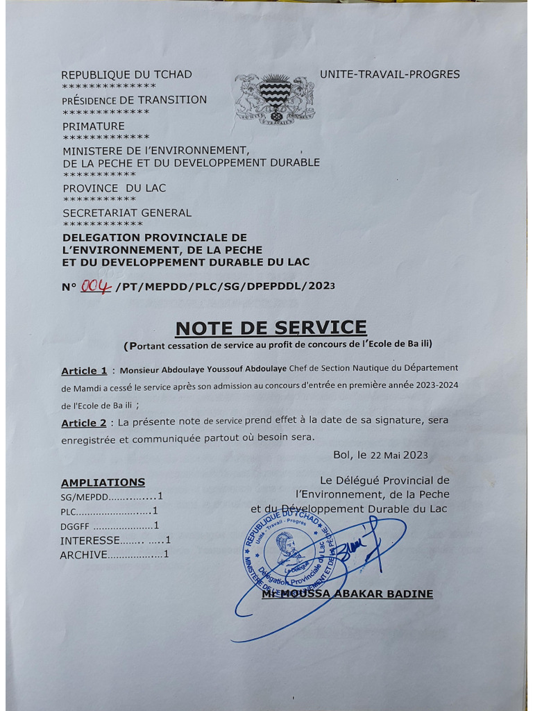 Note de Cessation | PDF