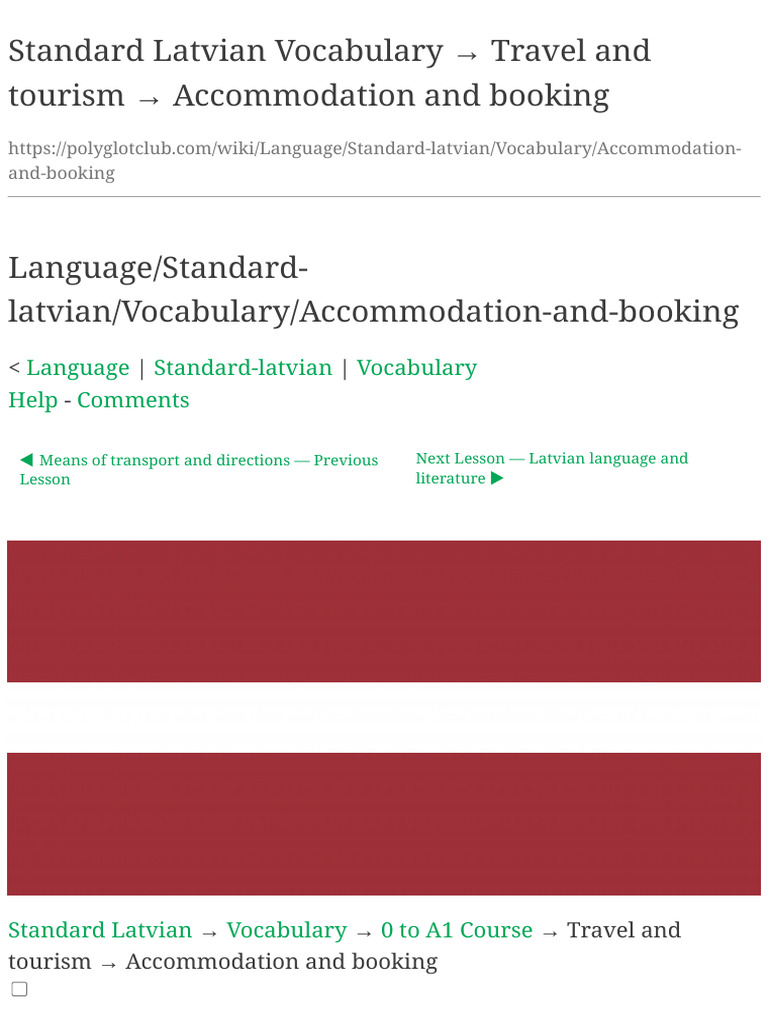 Standard Latvian Vocabulary Travel and Tourism | PDF | Linguistics | Languages