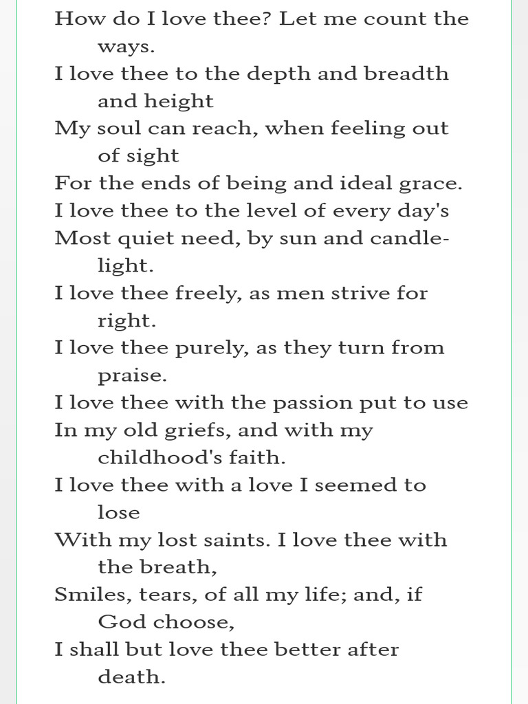Sonnet 43: How Do I Love Thee? | PDF | Poetry