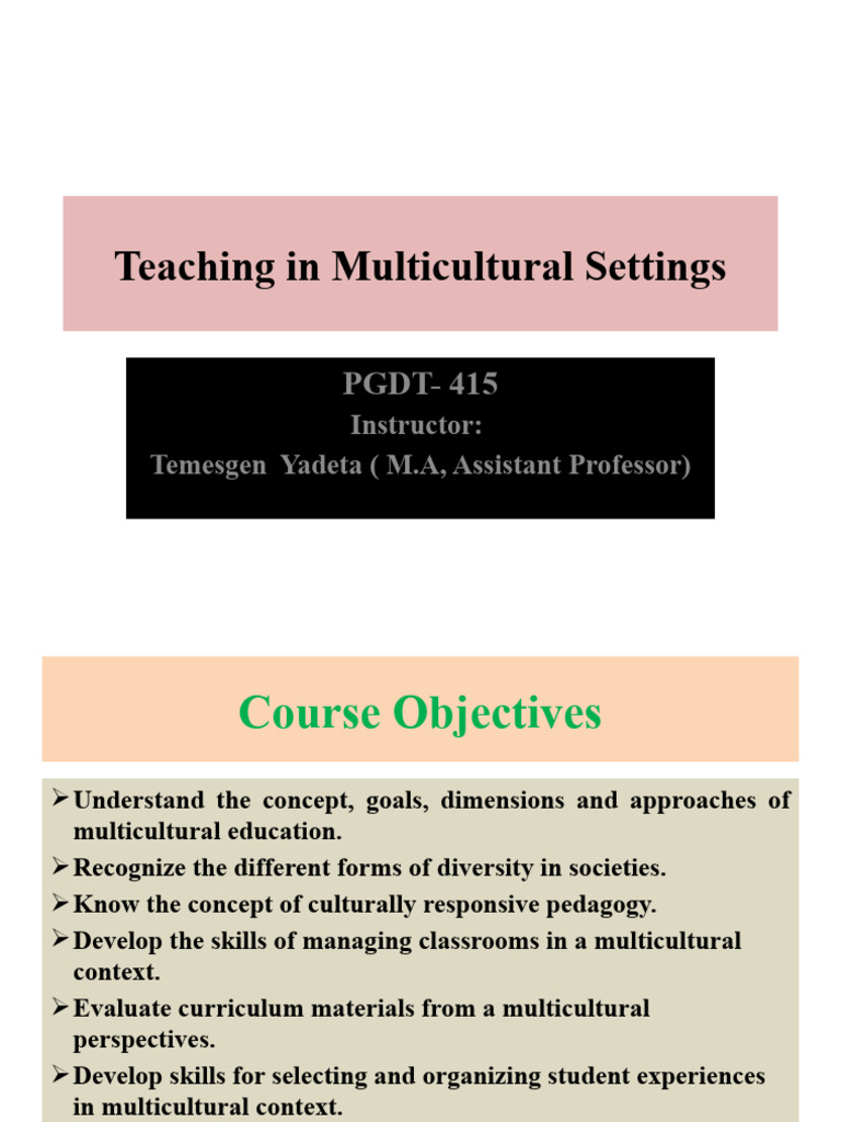 Teaching in Multicultural Settings-1 | PDF | Learning Styles | Prejudices