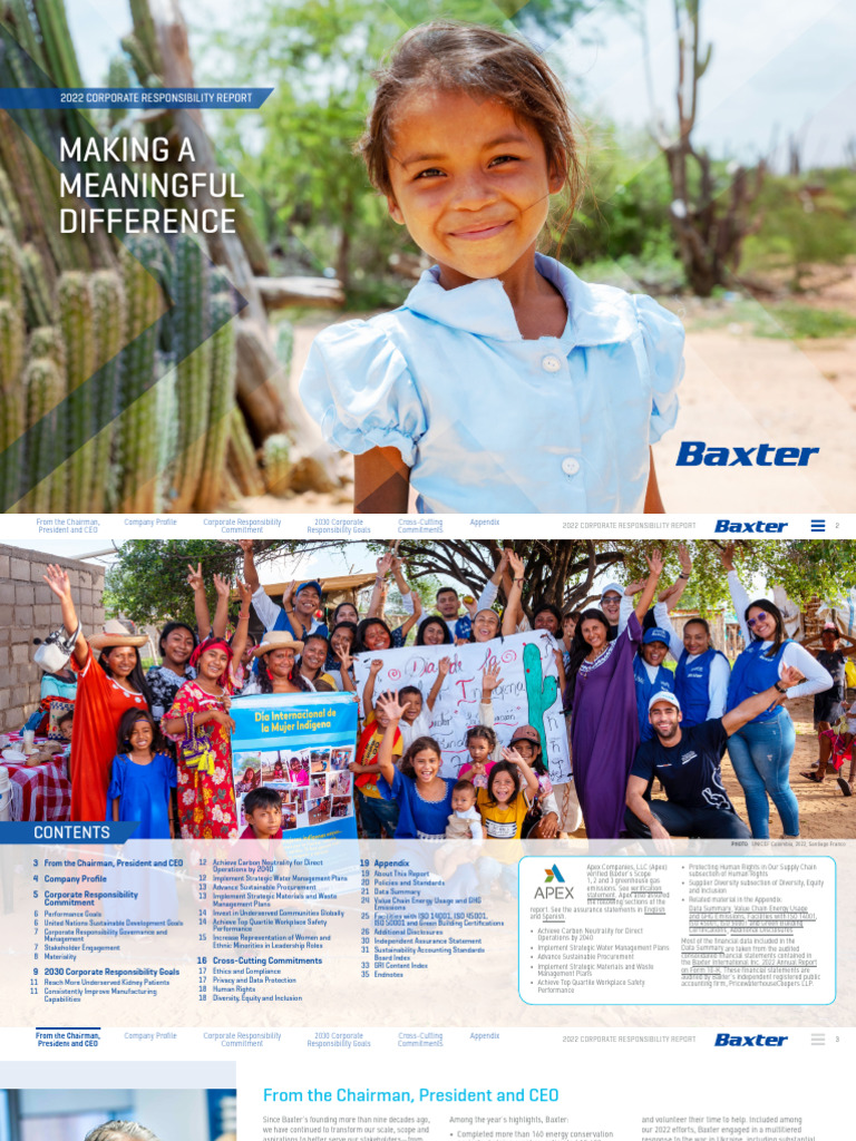 2022 Baxter Corporate Responsibility Report | Download Free PDF | Corporate Social ...