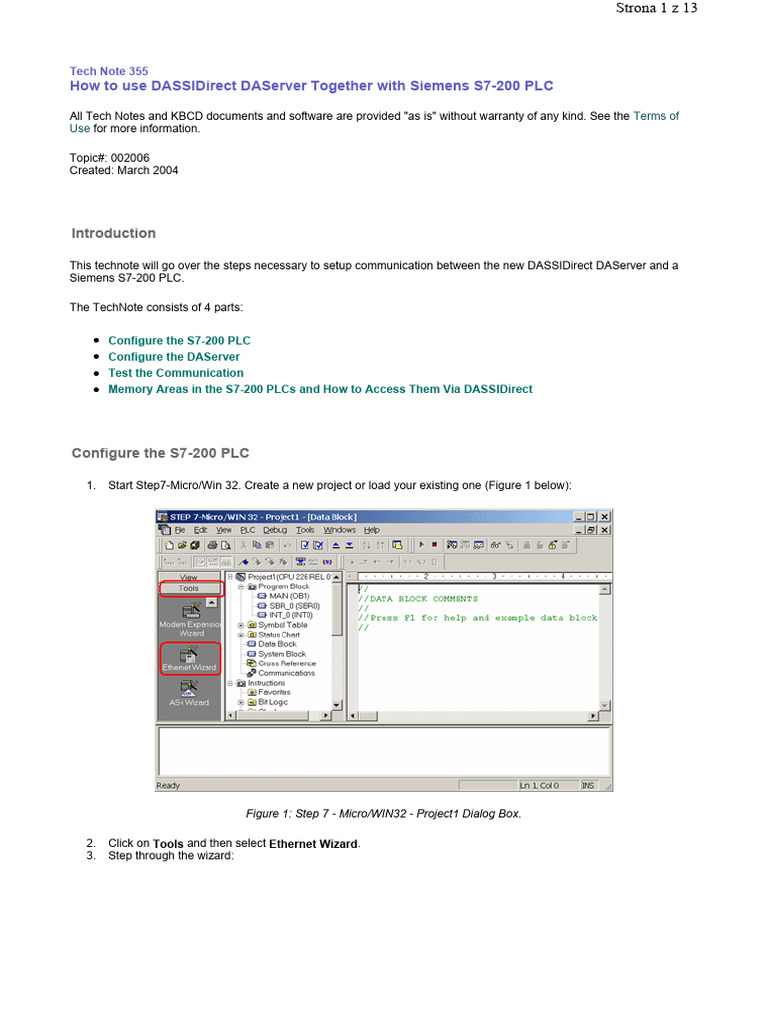 DAServer & Siemens S7-200 Setup Guide | PDF | Programmable Logic Controller | Computing