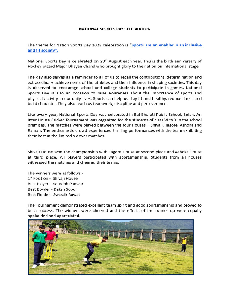 National Sports Day Celebration | PDF
