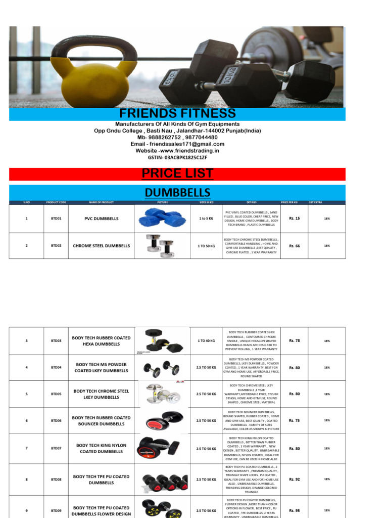 Body Tech Gym Equipment Price List | PDF | Weight Training | Physical ...