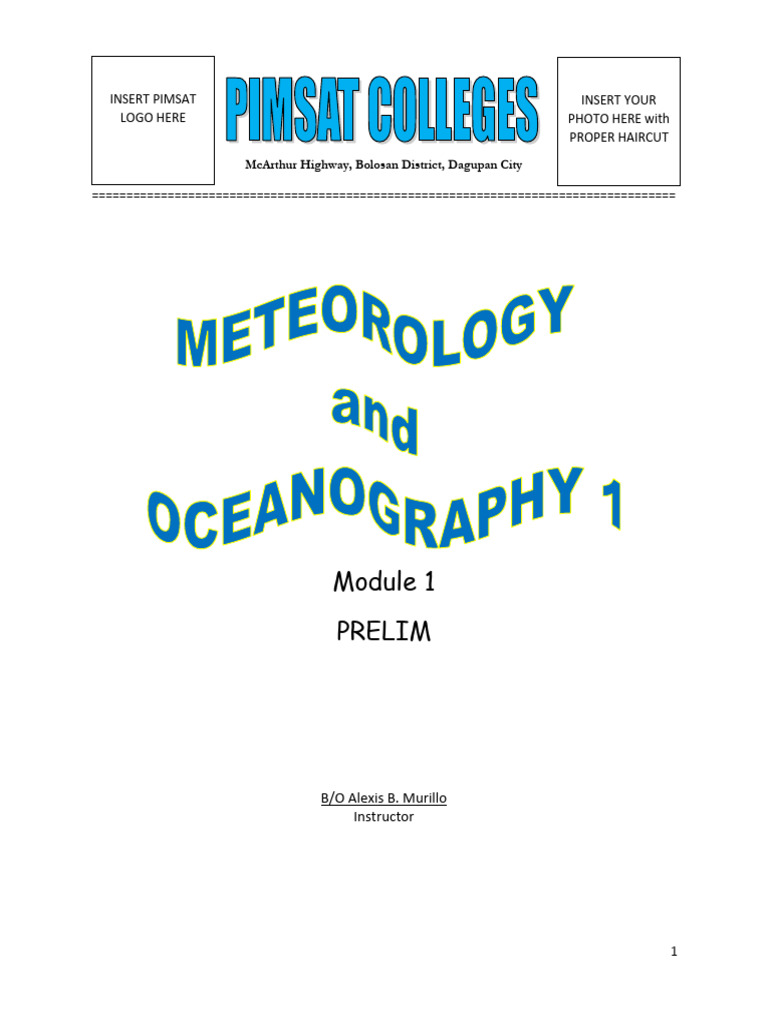 MT Meteorology Prelim Module 2022-2023 | PDF | Atmosphere Of Earth | Water Vapor
