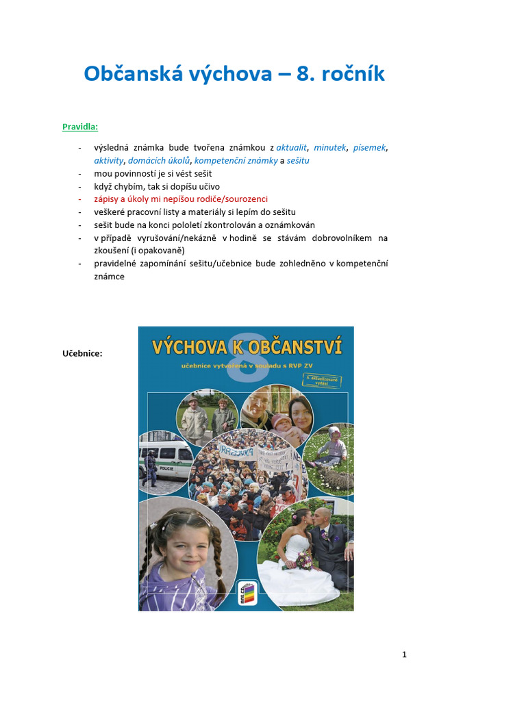 Rocnik Obcanska Vychova | PDF