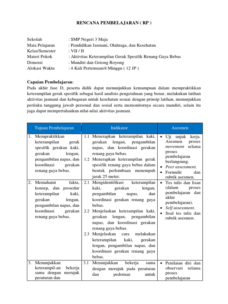 Modul Pembelajaran Renang Gaya Bebas | PDF