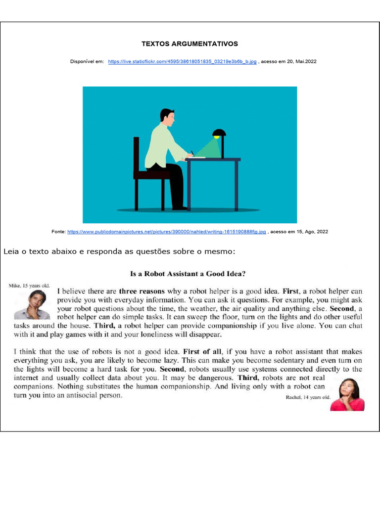 Atividade 1 - Argumentative Texts | PDF
