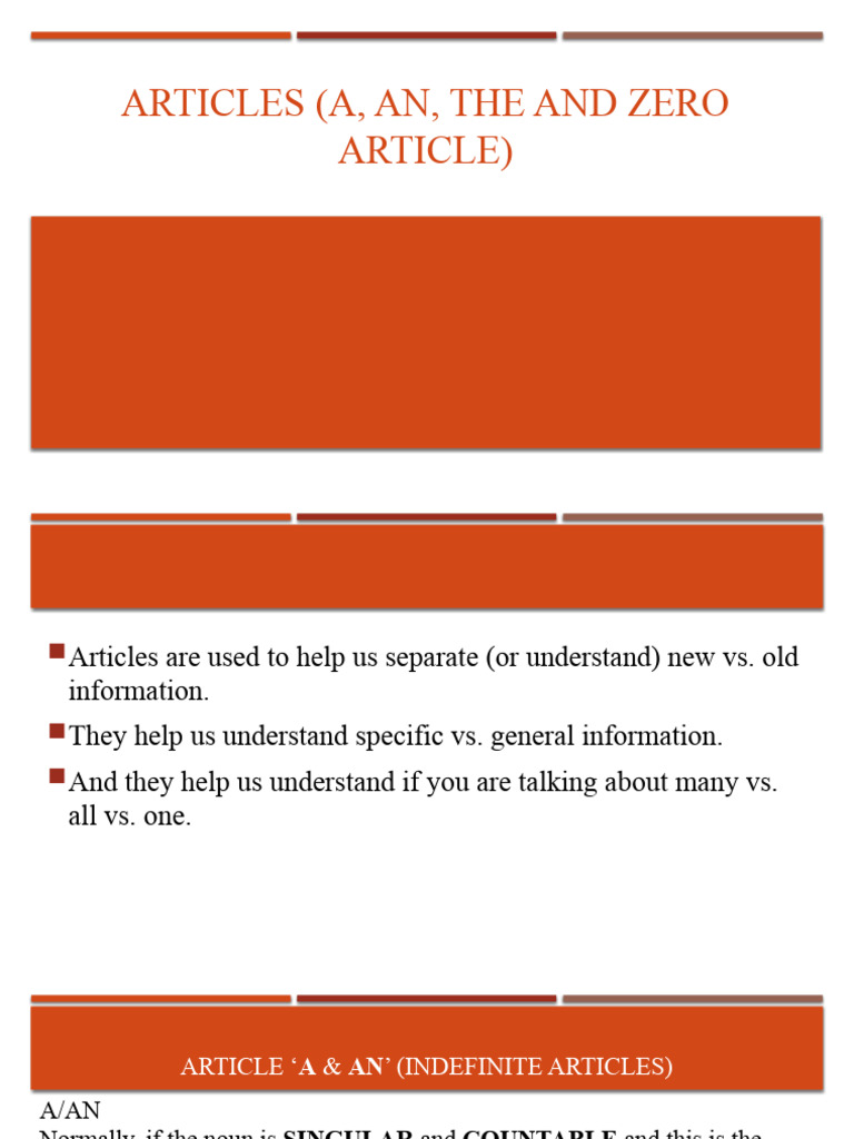 m12 Articles (A, An, The, Zero Article) | PDF | Grammatical Number | Noun