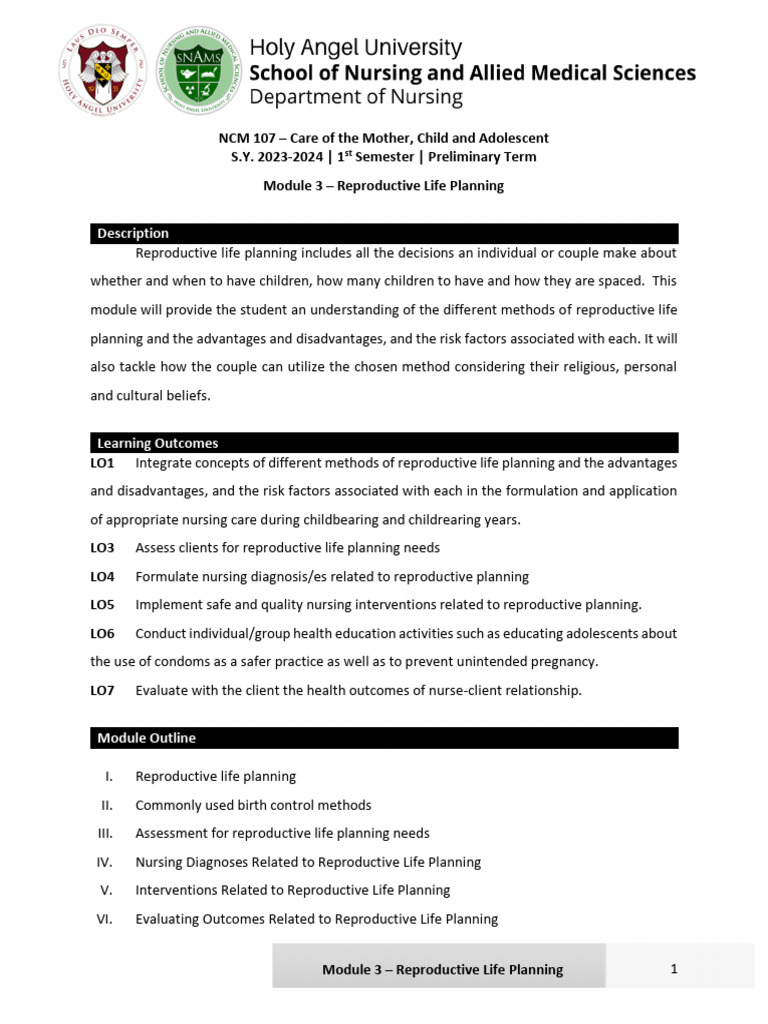 Reproductive Life Planning Guide | PDF | Combined Oral Contraceptive ...