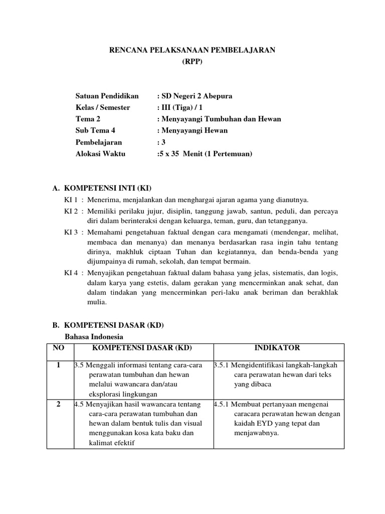 RPP Ke-3 Kelas 3a Emince-1 | PDF