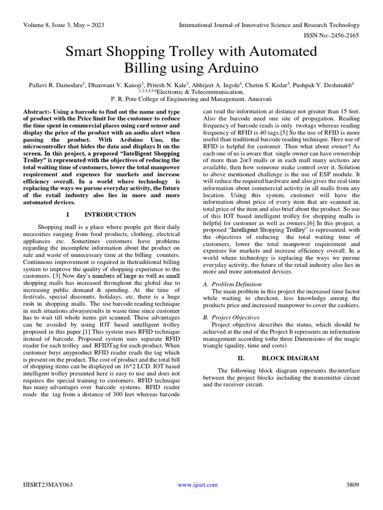 Smart Shopping Trolley With Automated Billing Using Arduino | PDF ...