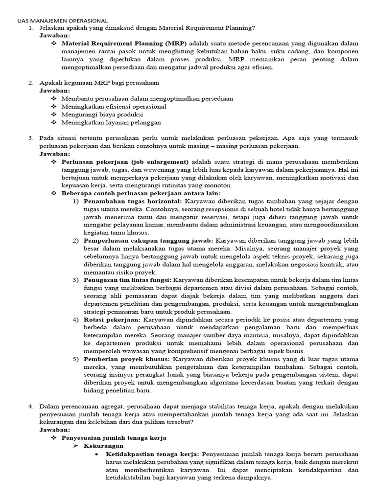 Soal Bahan Uas Mo | PDF