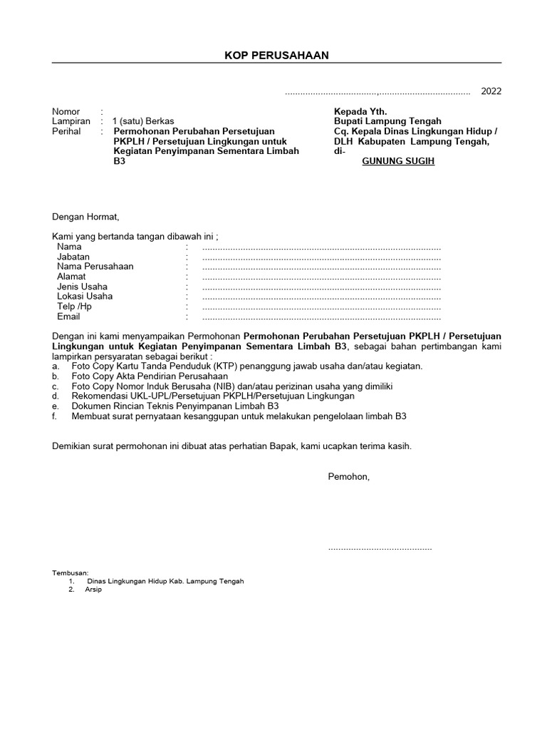 Format Perubahan P-PKPLH | PDF | Teknologi & Rekayasa