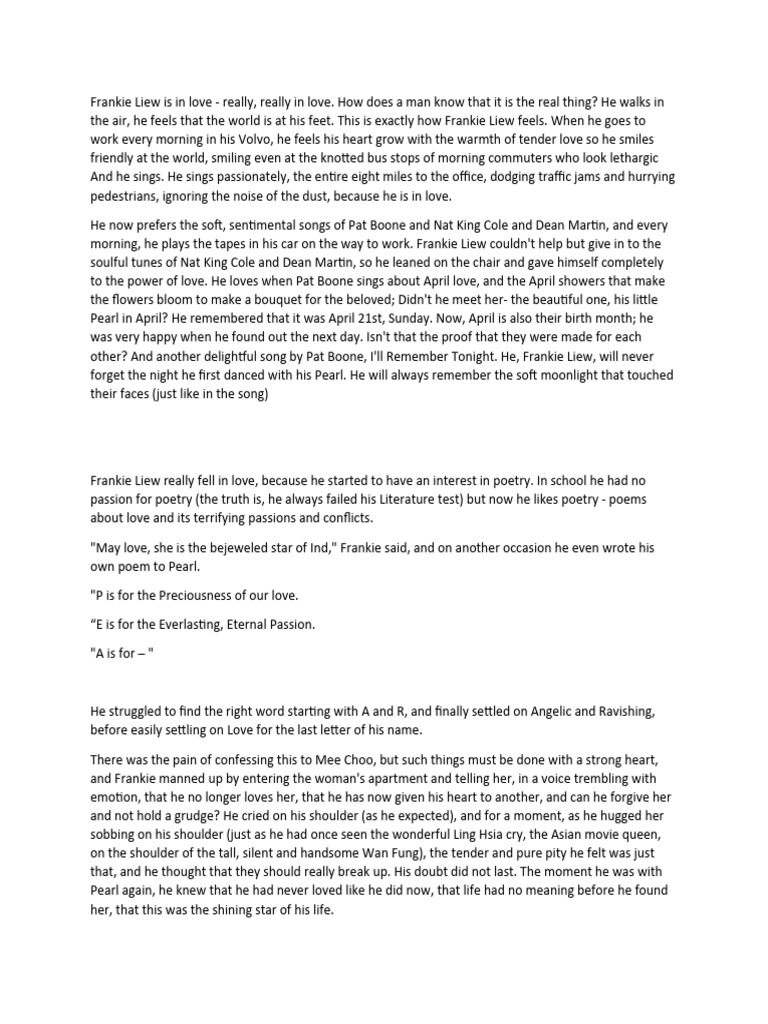 Frankie Liew's Love for Pearl | PDF | Love