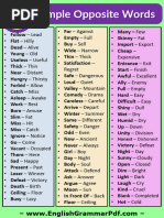 Opposite Words List for Class 3 | PDF