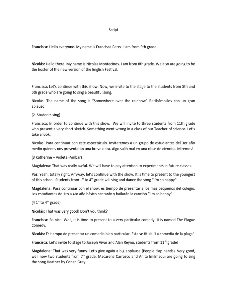 Script English Festival | PDF