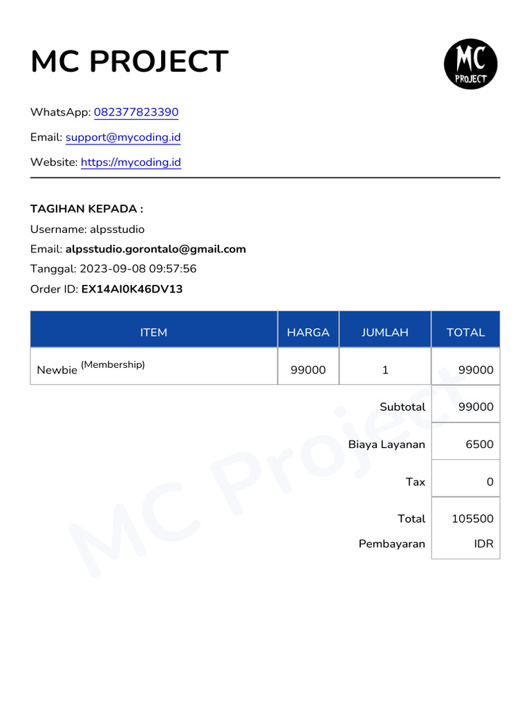 Invoice MC Project EX14AI0K46DV13 | PDF