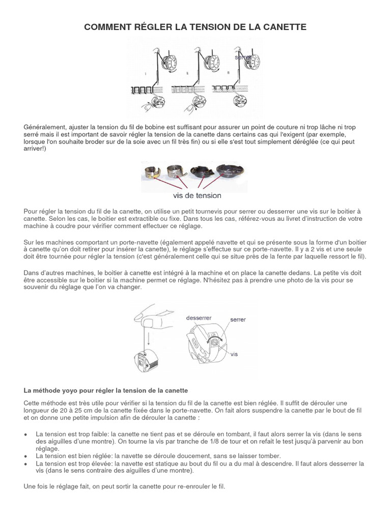 Réglage de la tension de la canette | PDF