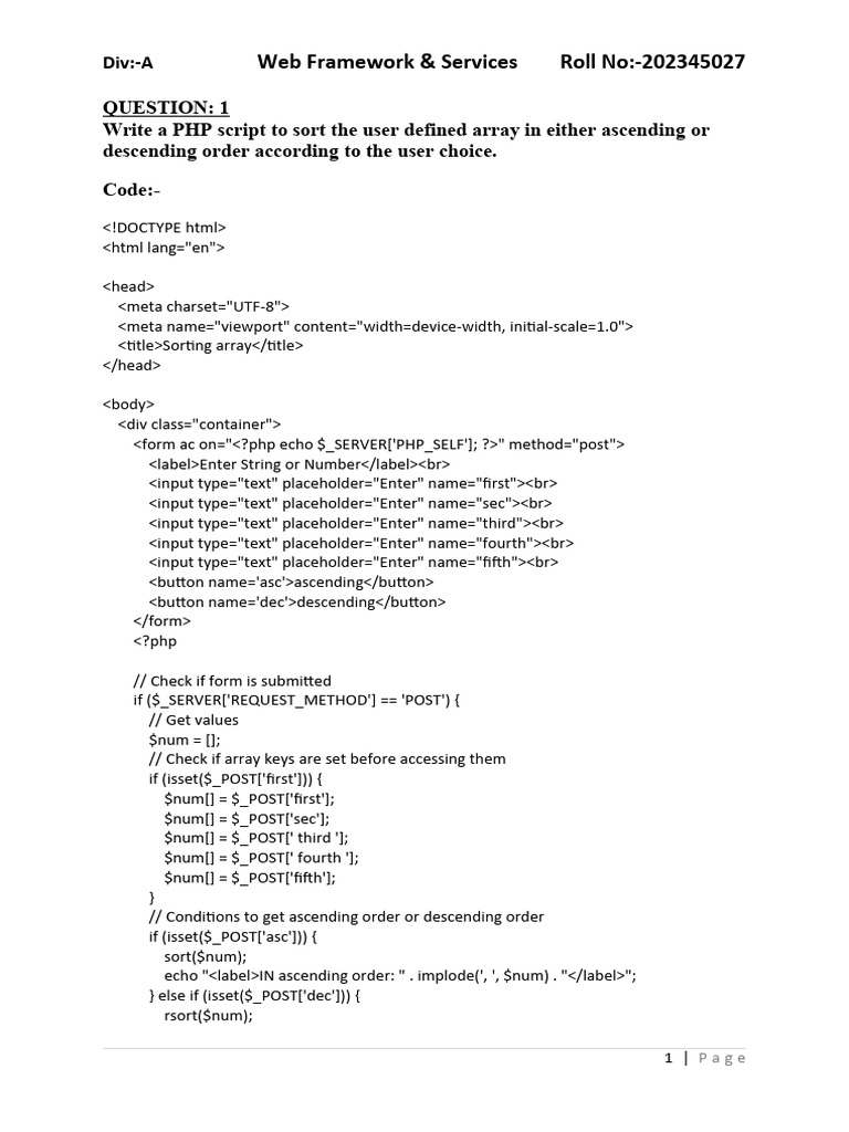 Rishit WFS | PDF | Php | Sql