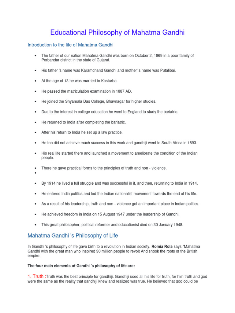 Gandhi | PDF | Mahatma Gandhi | Philosophy Of Education