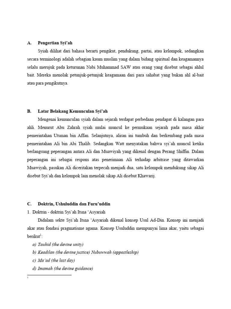 Doktrin dan Sekte dalam Syi’ah | PDF | Ilmu Sosial